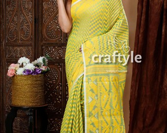 Exclusive Handloom Jamdani Saree Soft Jamdani Saree With All Over Work Cotton Muslin Dhakai ...