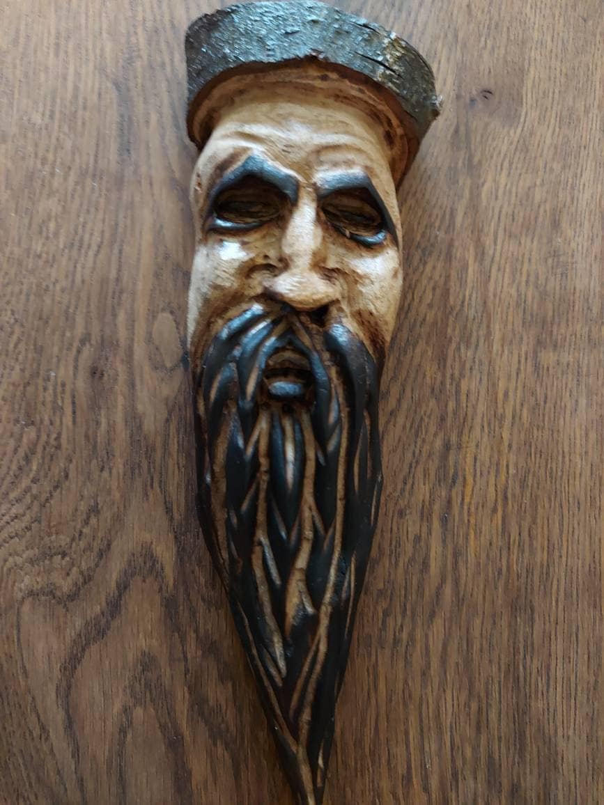 Hand Carved Wooden Tree Spirit Decorative Plaque - Etsy