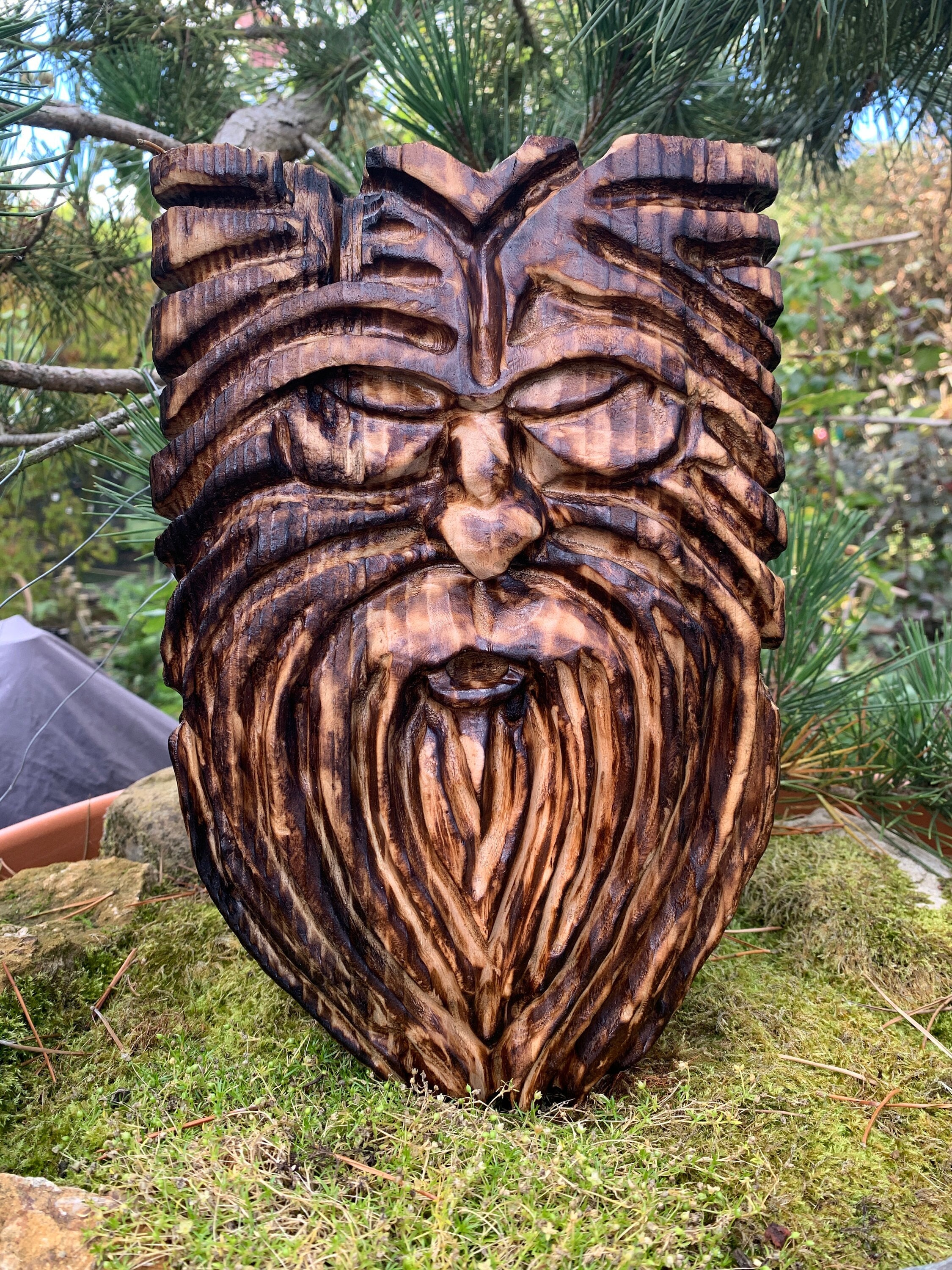 Hand Carved Tree Spirit Plaque, Wall Decor - 'betin' - Etsy