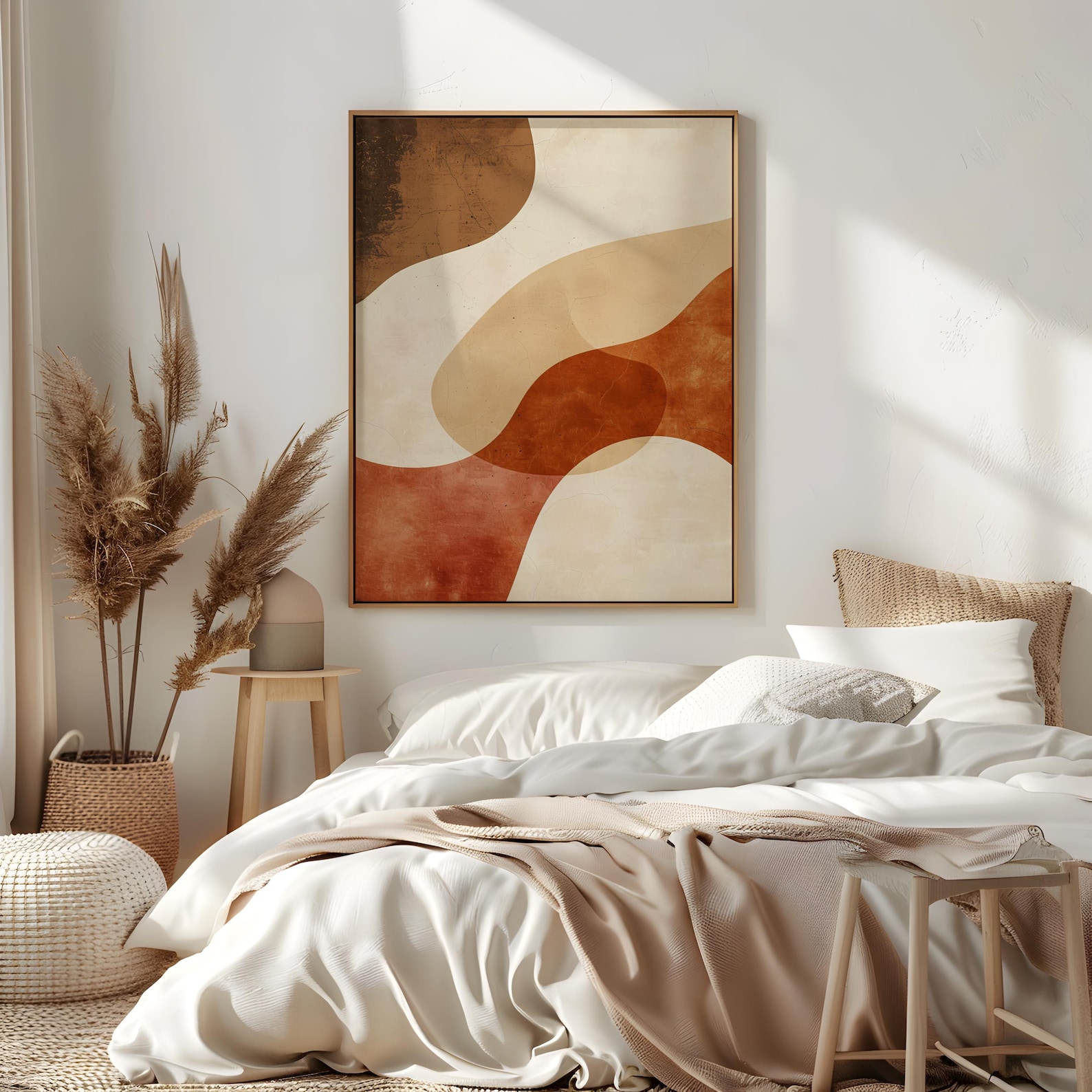 Abstract Earth Tone Wall Art Print – Modern Minimalist Geometric Poster ...