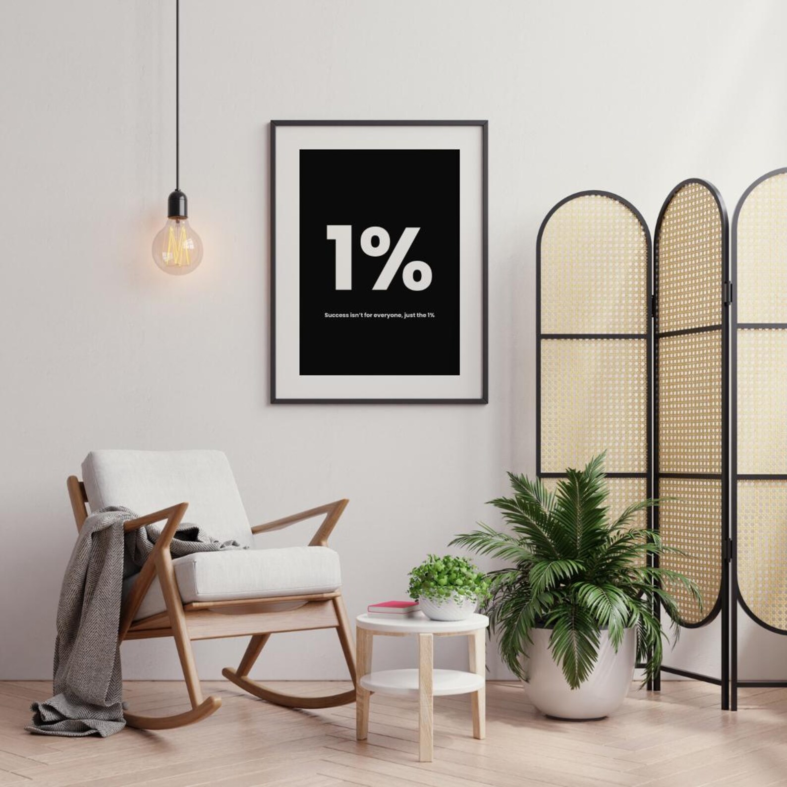 Motivational 1% Poster - Success Quote Wall Art, Black & White Hustle ...