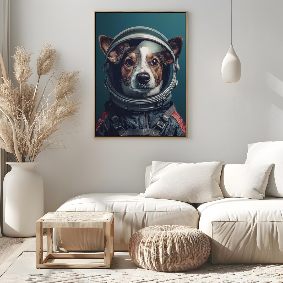 Astronaut Dog Wall Art Printable, Space Dog Digital Poster for Modern ...