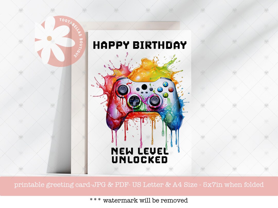 Printable Birthday Card, Gamer Birthday Card, Any Age Birthday ...