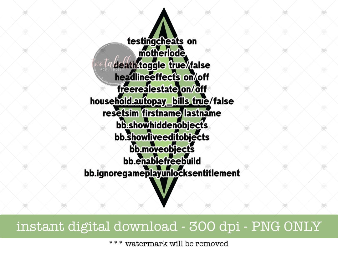 Sims 4 Cheats List: Gamer Sublimation PNG (digital Download) - Etsy