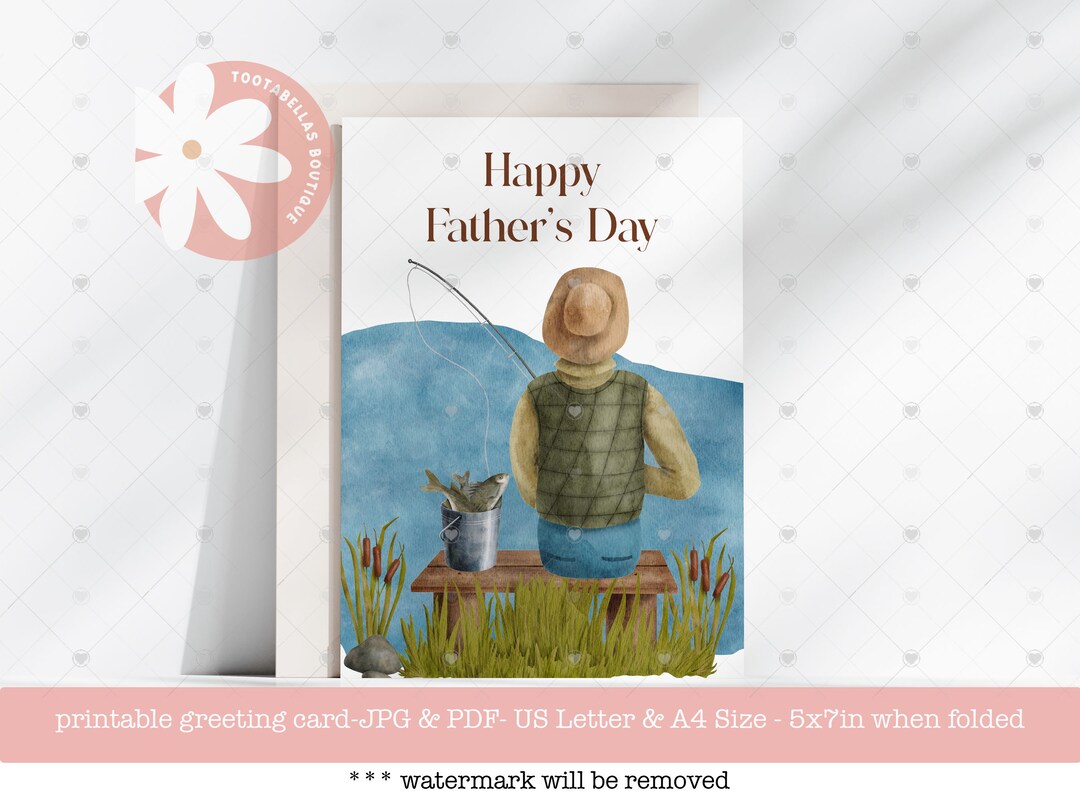 Printable Fishing Fathers Day Card, Instant Download Card, Happy Father ...