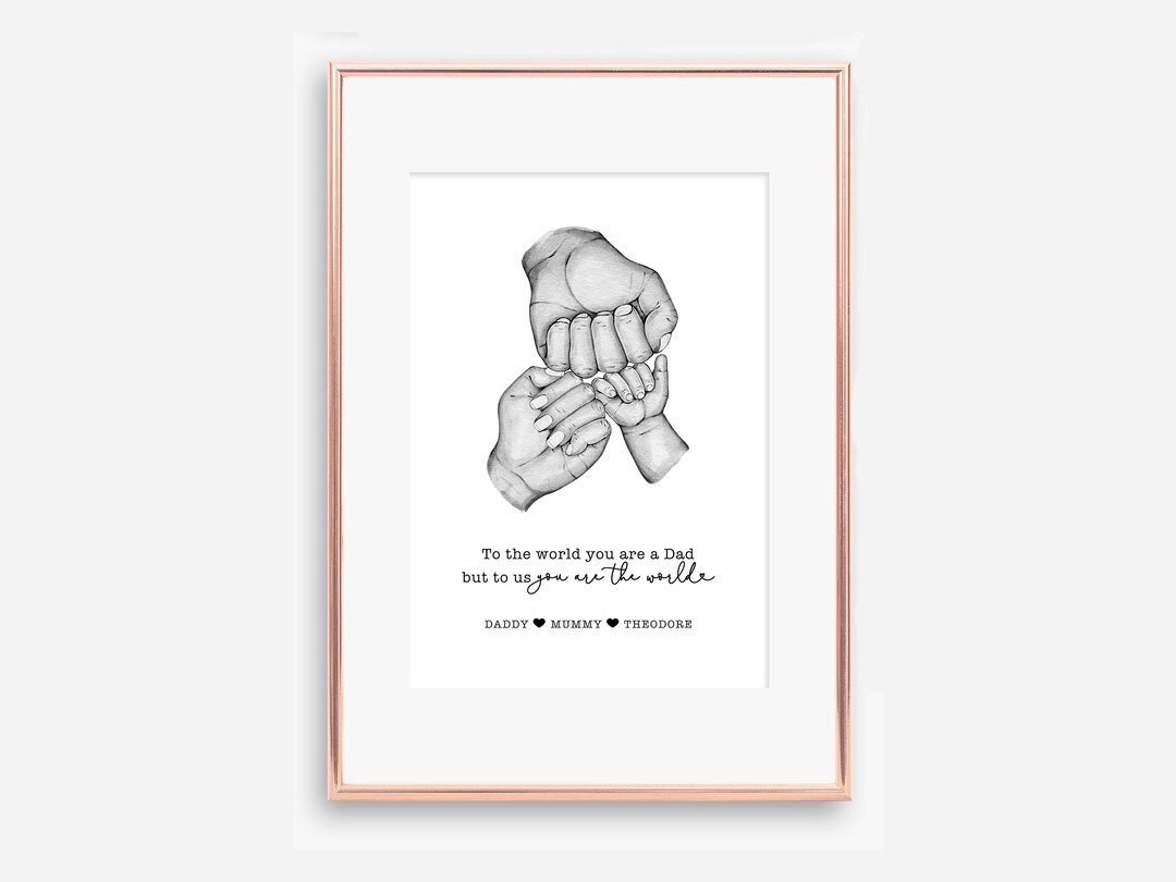 Personalized Father's Day Fist Bump Print, Custom Dad and Children Gift ...