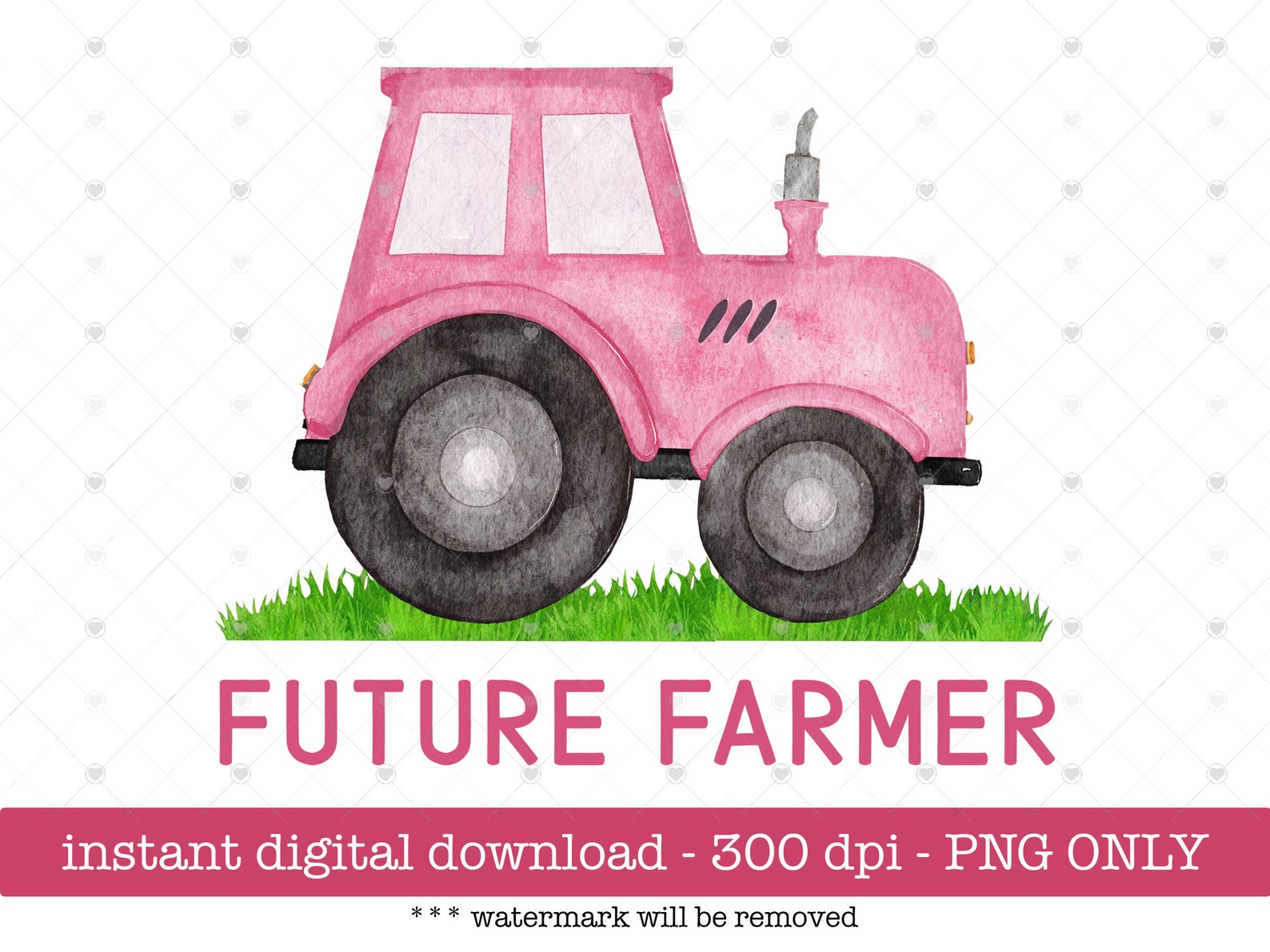 Pink Tractor PNG: Future Farmer Clipart (digital Download) - Etsy