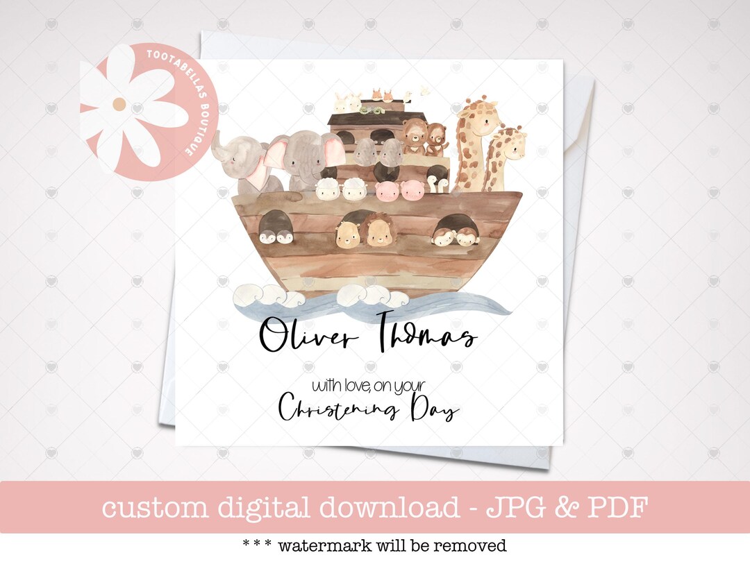 Personalised Christening Card Printable – Custom Baptism & First ...