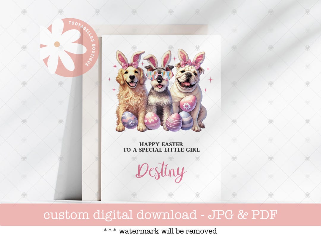 Printable Easter Card, Cute Personalized Dog Easter Card, Printable ...
