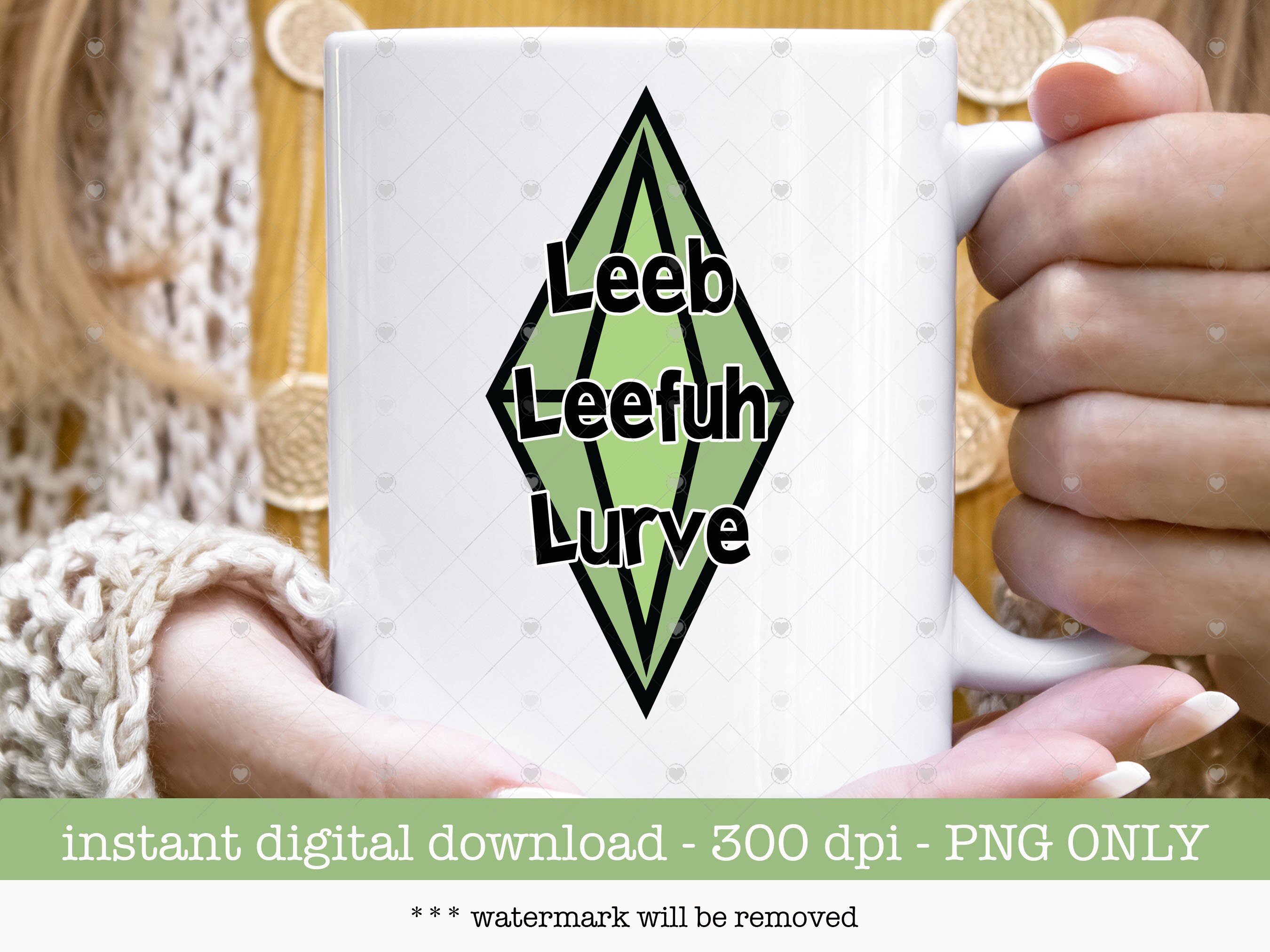 Simlish Plumbob PNG: Live Laugh Love Gamer Sublimation (digital ...