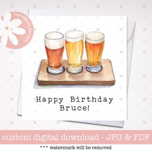 Printable Personalised Birthday Card, Funny Beer Lovers Card, Card for ...