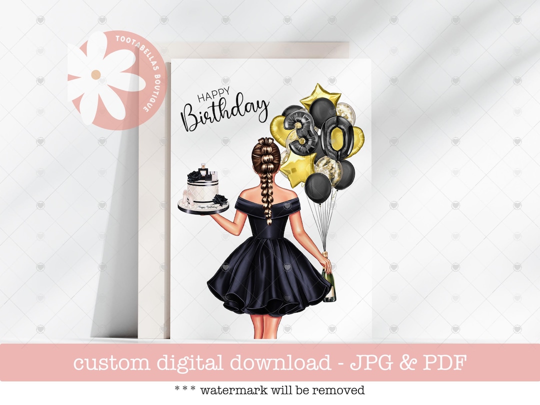Printable Card, Personalised Birthday Card for Her, 21st Birthday, 18th ...