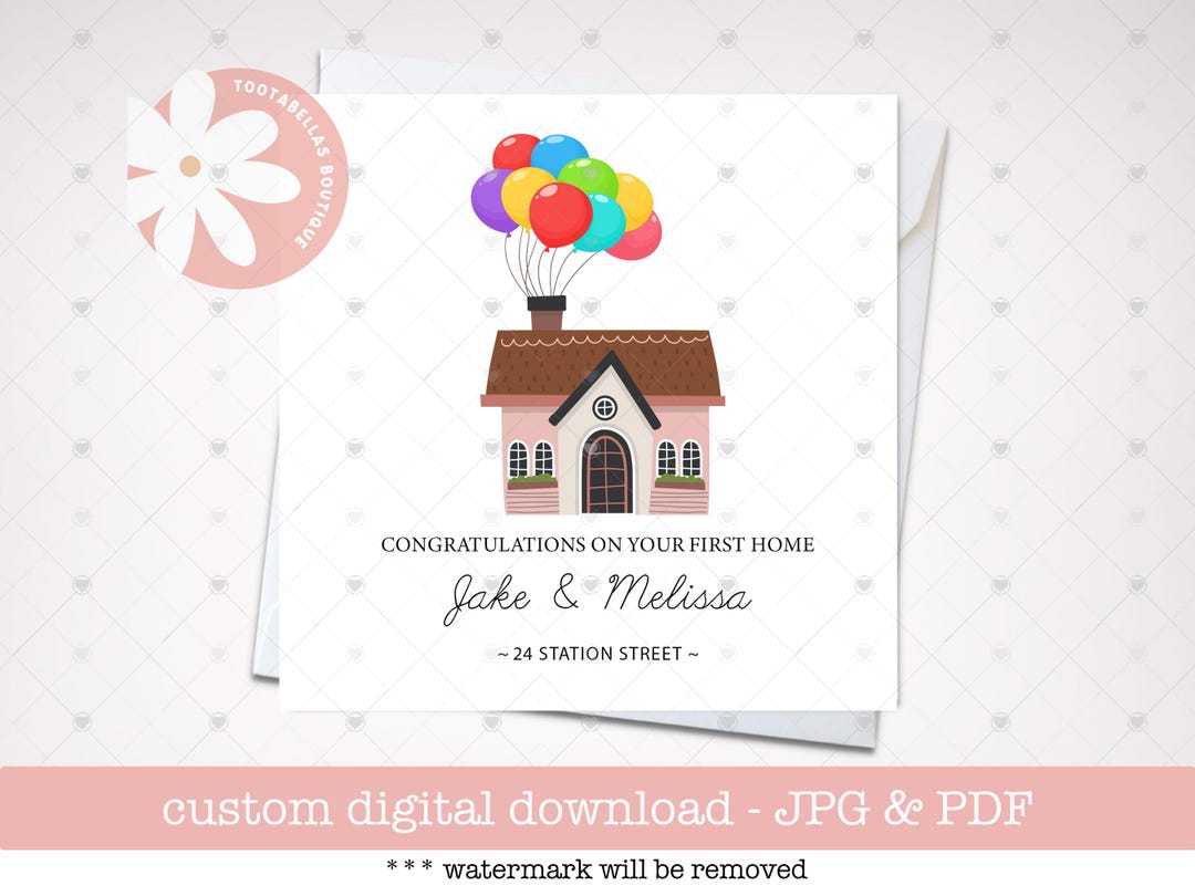 Printable Card, Personalised New Home Card, Happy Moving Day Card, New ...