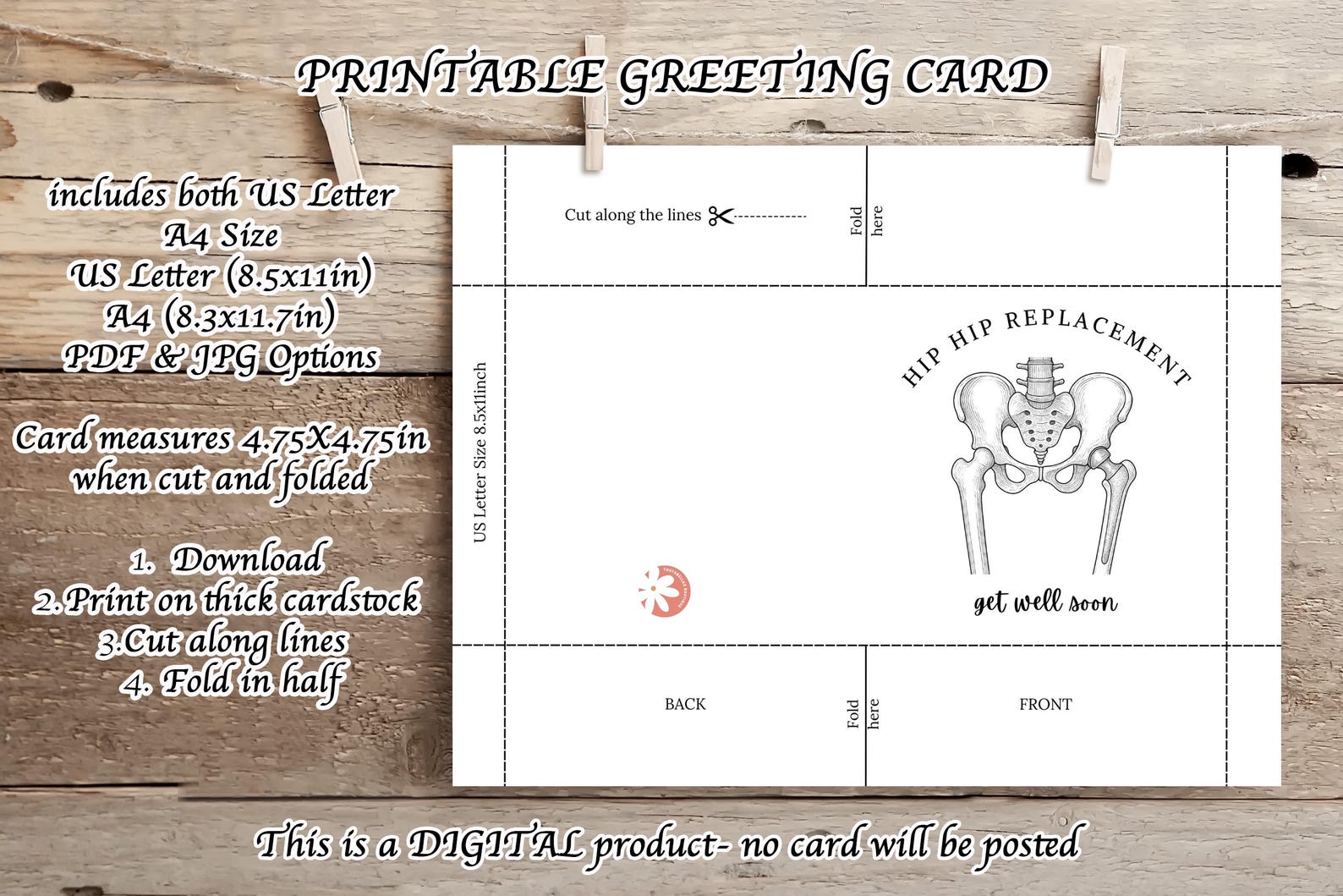 Hip Hip Replacement Card Printable | Funny Get Well Soon Card | Surgery ...