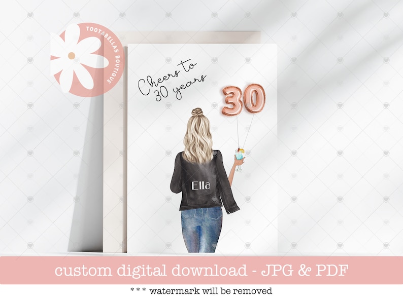 Personalized Birthday Card for Her: Cheers to [age] (digital Download ...