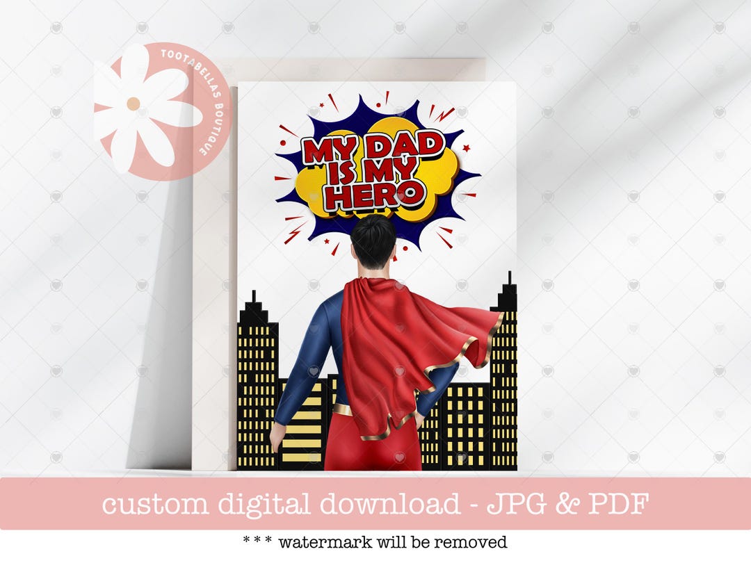 Printable Father's Day Card for Dad, Custom Superhero Dad Card From ...