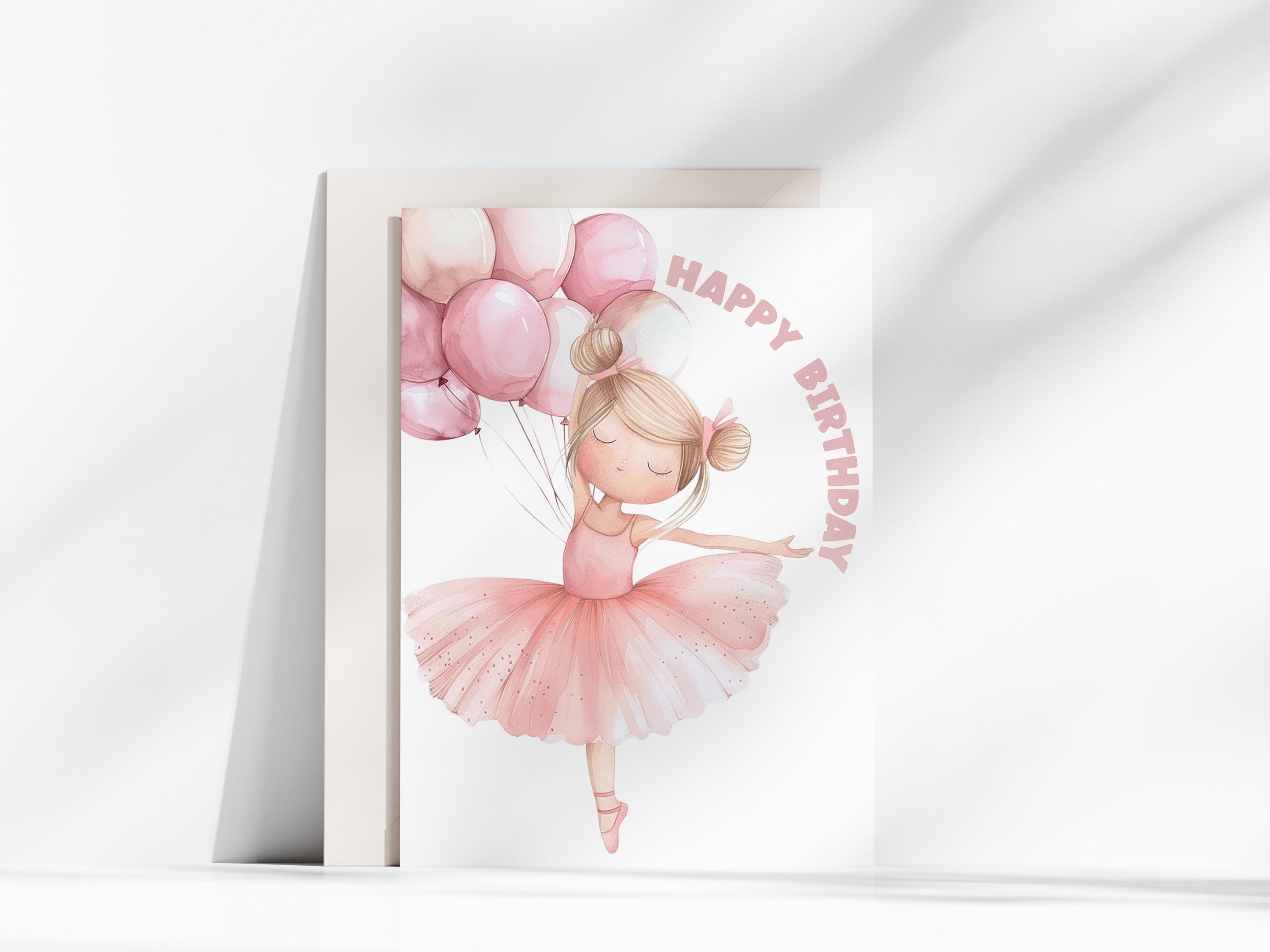 Printable 5x7 Birthday Card, Instant Download, Ballerina Birthday Card ...