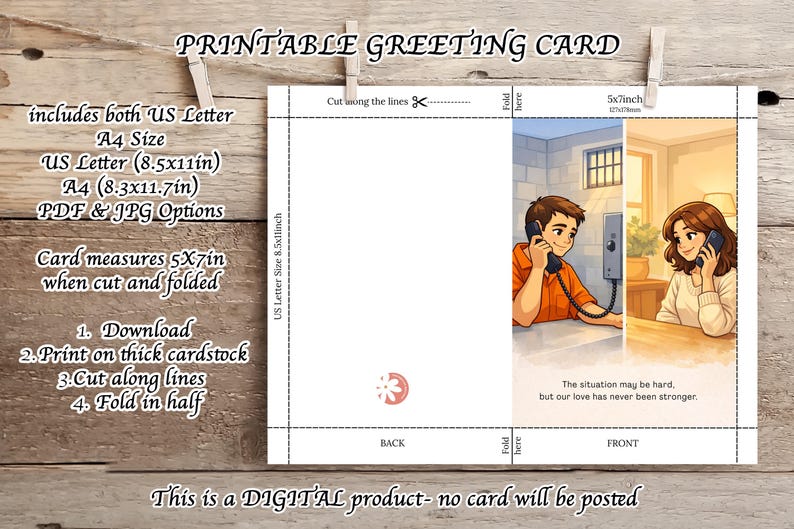 Long Distance Love Card Printable, Prison Support Card, Inmate Partner ...