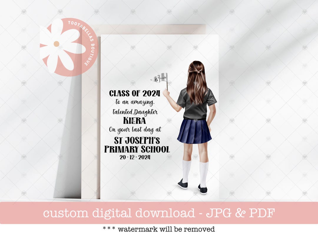 Custom Graduation Card for Girls: Grade 6 Leavers Gift (digital ...
