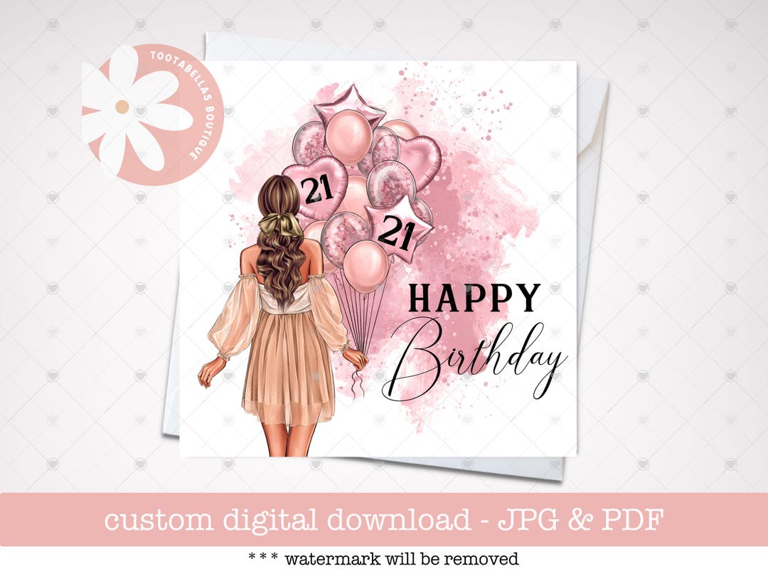 Printable Card, 18th Birthday Card for Her, Personalised 18th Birthday ...