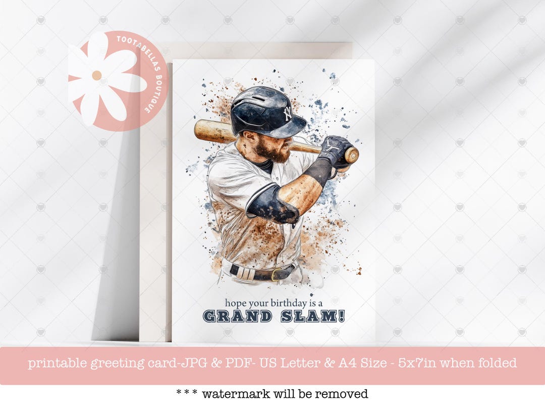 Baseball Birthday Card: Grand Slam Sports Theme (digital Download) - Etsy