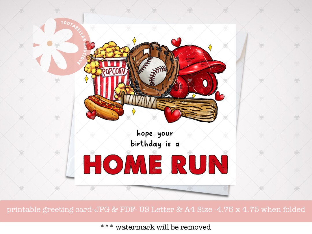 Baseball Birthday Card - Instant Download, Printable Sports Card, Hope ...
