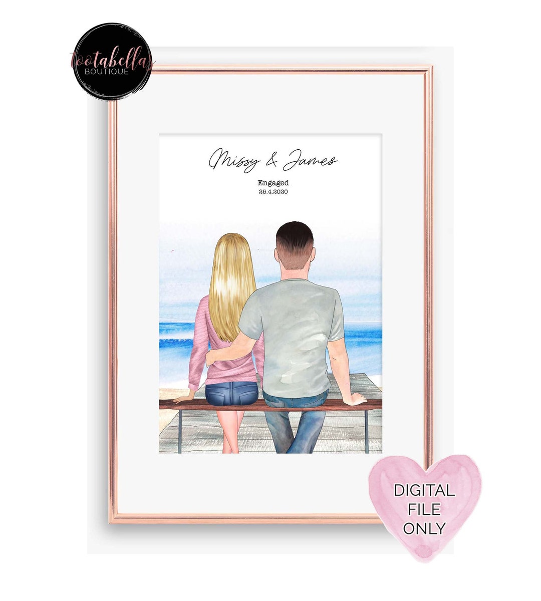 Digital File, Personalised Couples Print, Partner Print, Gift for ...
