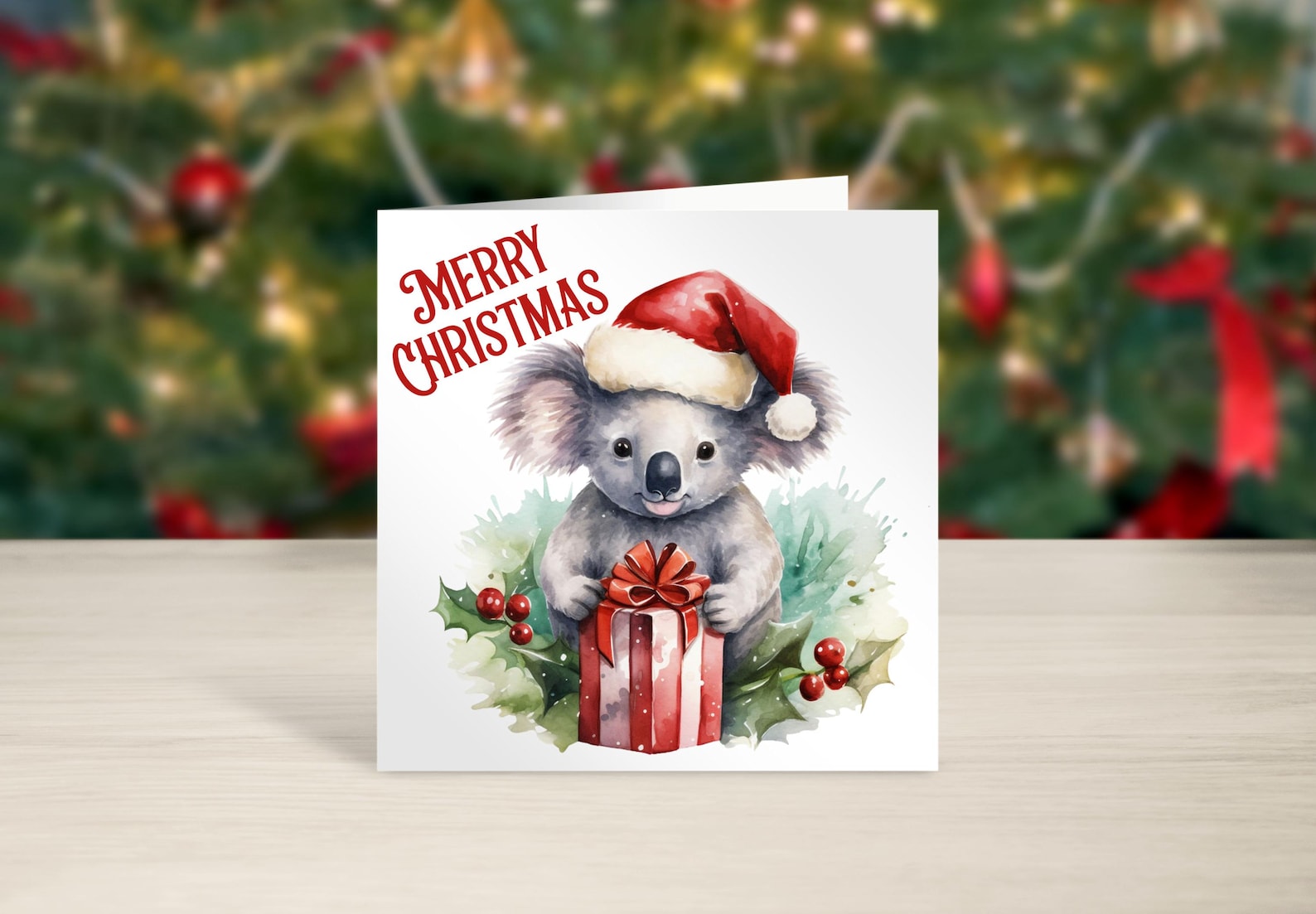 Printable Card, Merry Christmas Koala Christmas Card, Cute Koala ...