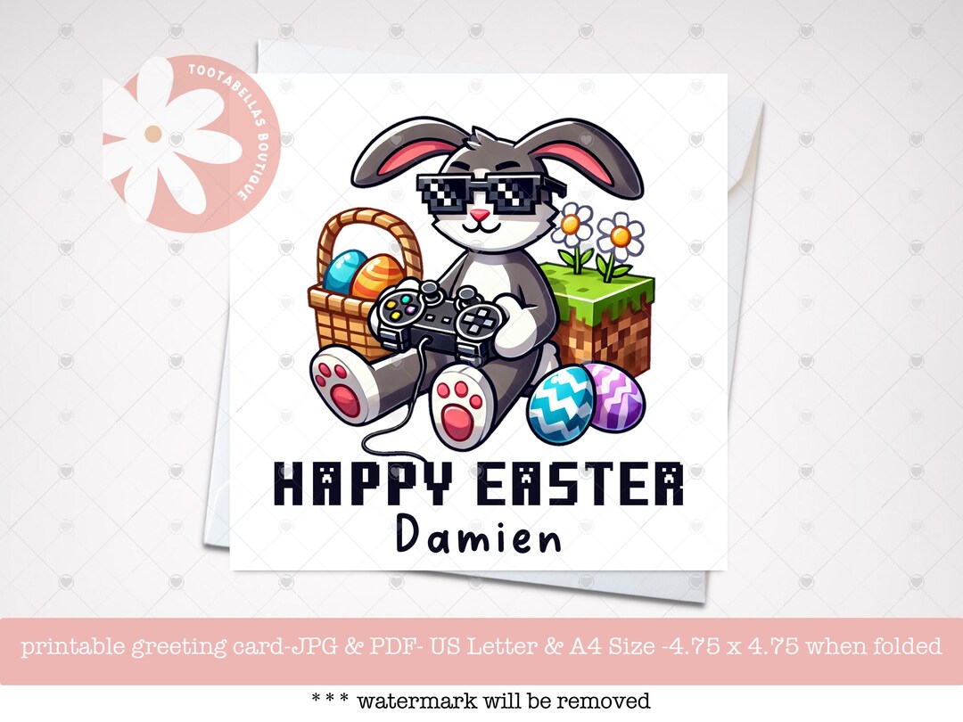 Gamer Easter Card - Digital Download, Custom Fun Celebration Card ...