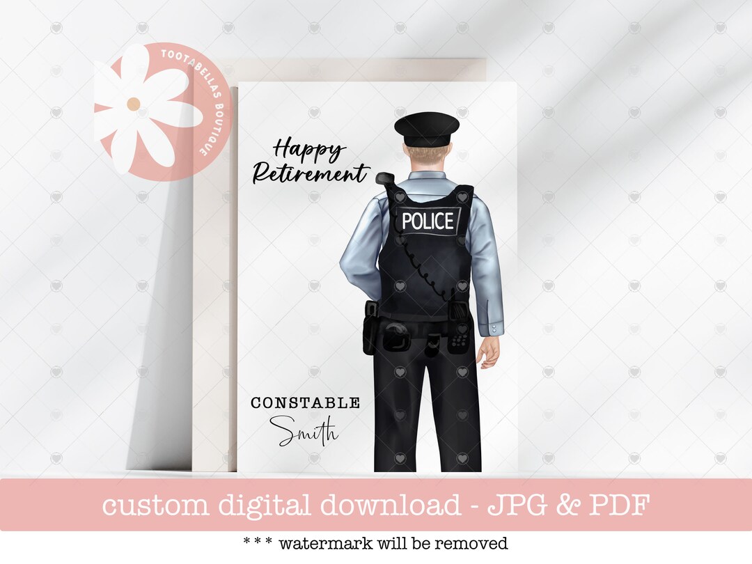 Printable Retirement Card, Police Officer Retirement Card, Police Card ...