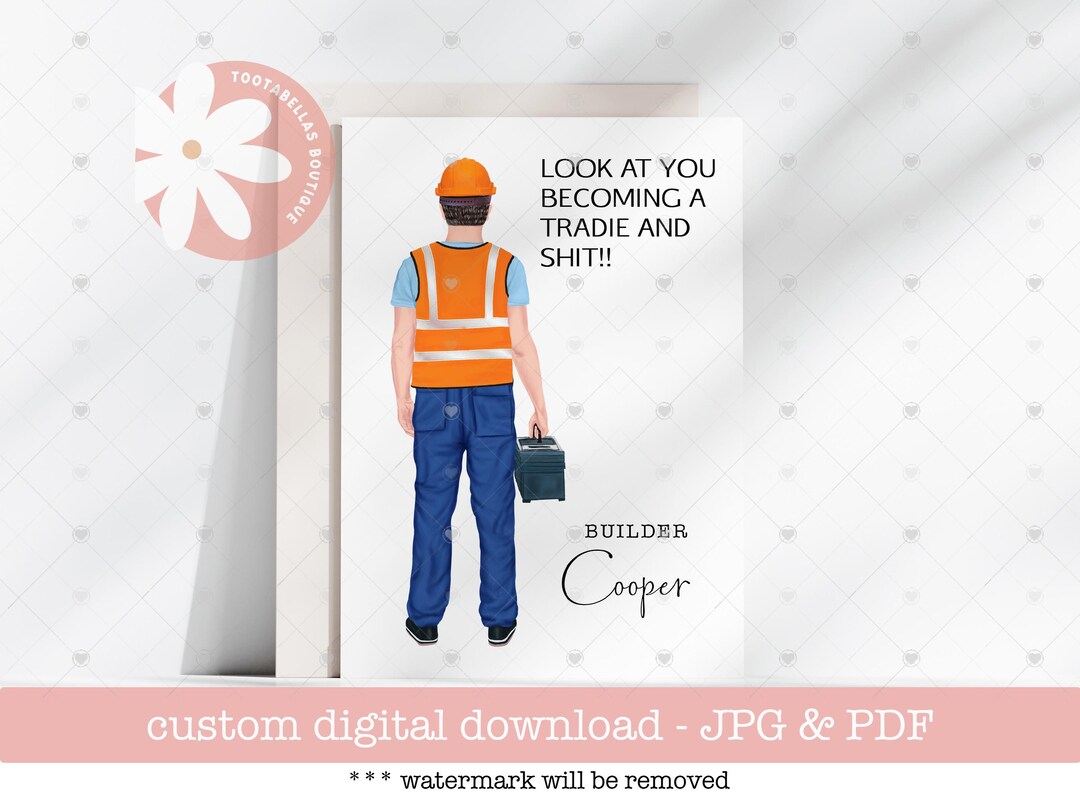 Personalized Tradie Card: Plumber, Electrician, Builder Gift (digital ...
