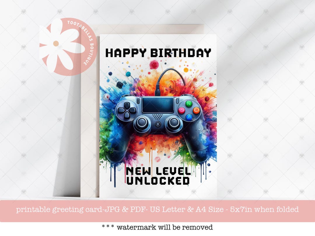Printable Birthday Card, Gamer Birthday Card, Any Age Birthday ...