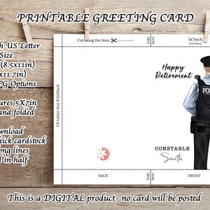 Printable Retirement Card, Police Officer Retirement Card, Police Card ...