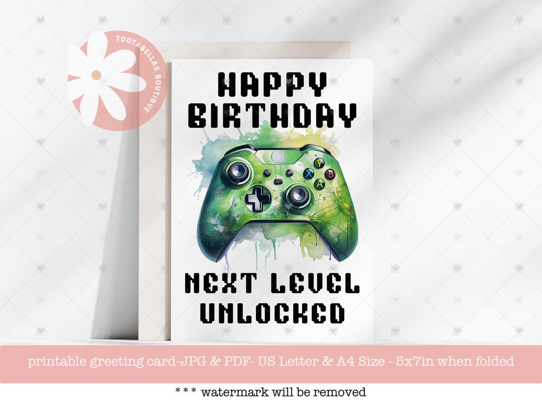 Printable Birthday Card, Gamer Birthday Card, Any Age Birthday ...