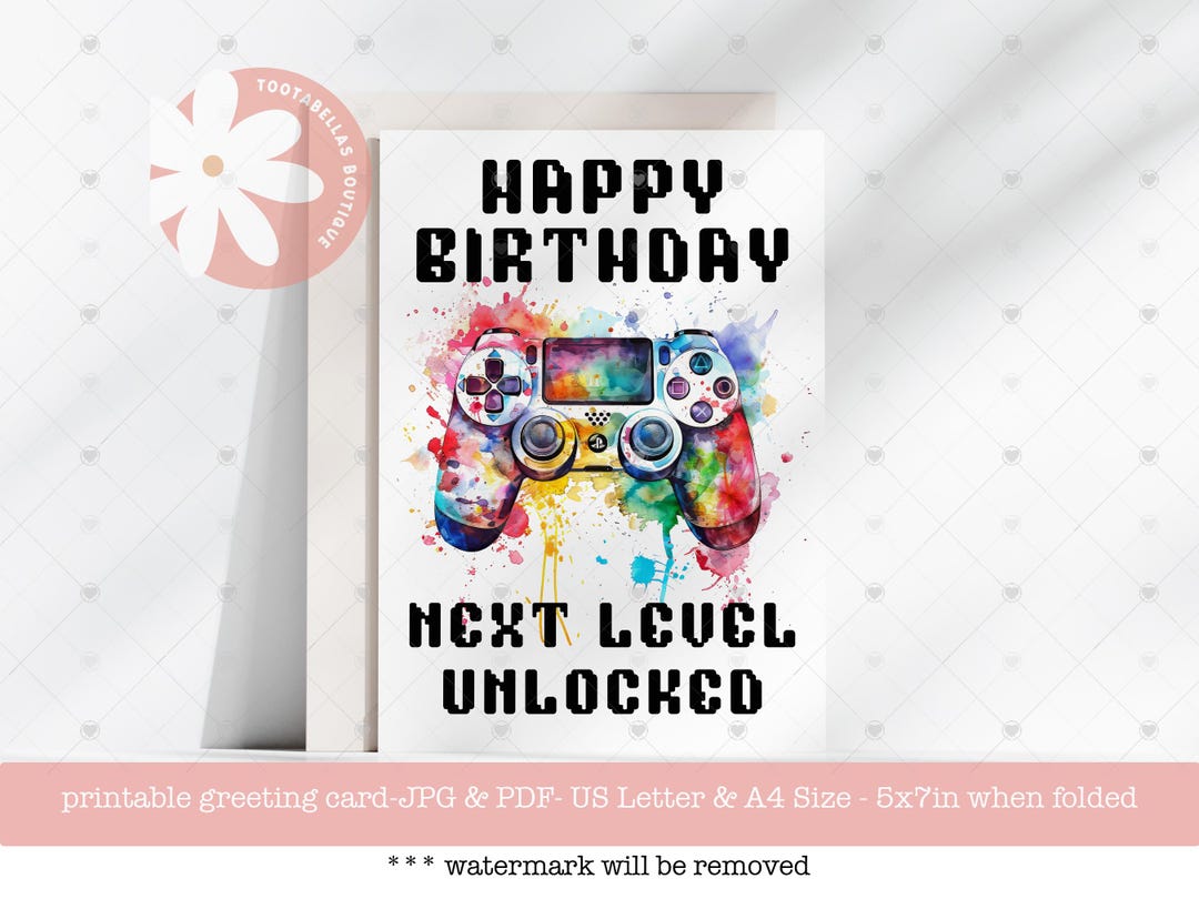 Printable Birthday Card, Gamer Birthday Card, Any Age Birthday ...