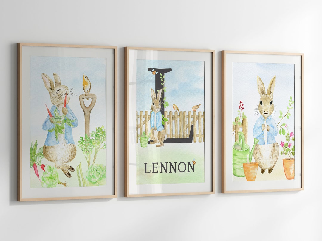 Digital File, Custom Personalised Name Peter Rabbit Print Set, Baby ...