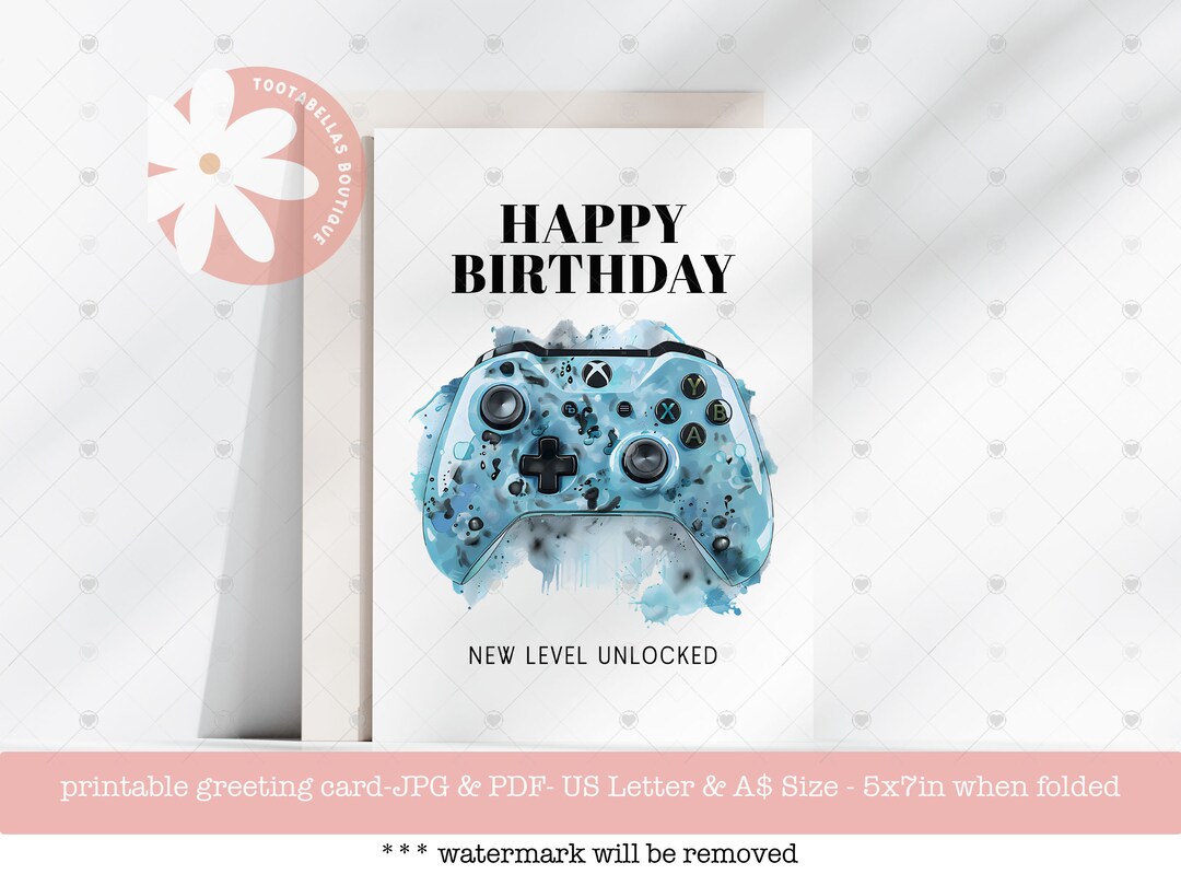 Video Game Birthday Card Printable for Teen Gamer Son – 5x7 Digital ...