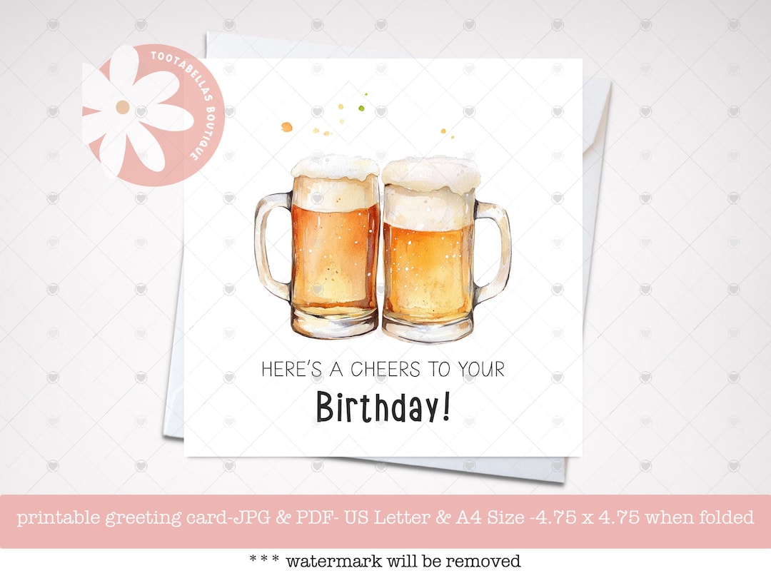 Beer Themed Birthday Card Printable – Instant Download for Beer Lovers ...