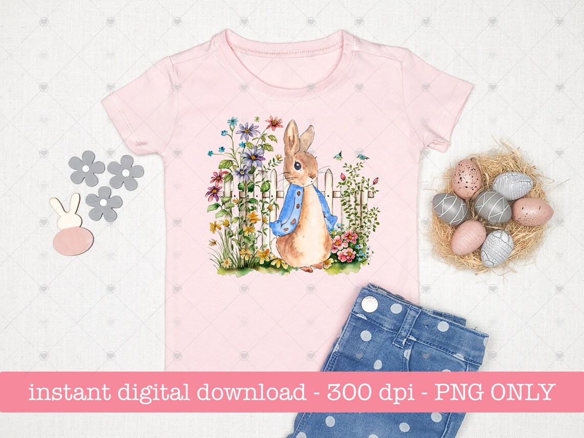 Peter Rabbit Spring Flowers PNG, Retro Sublimation (digital Download ...