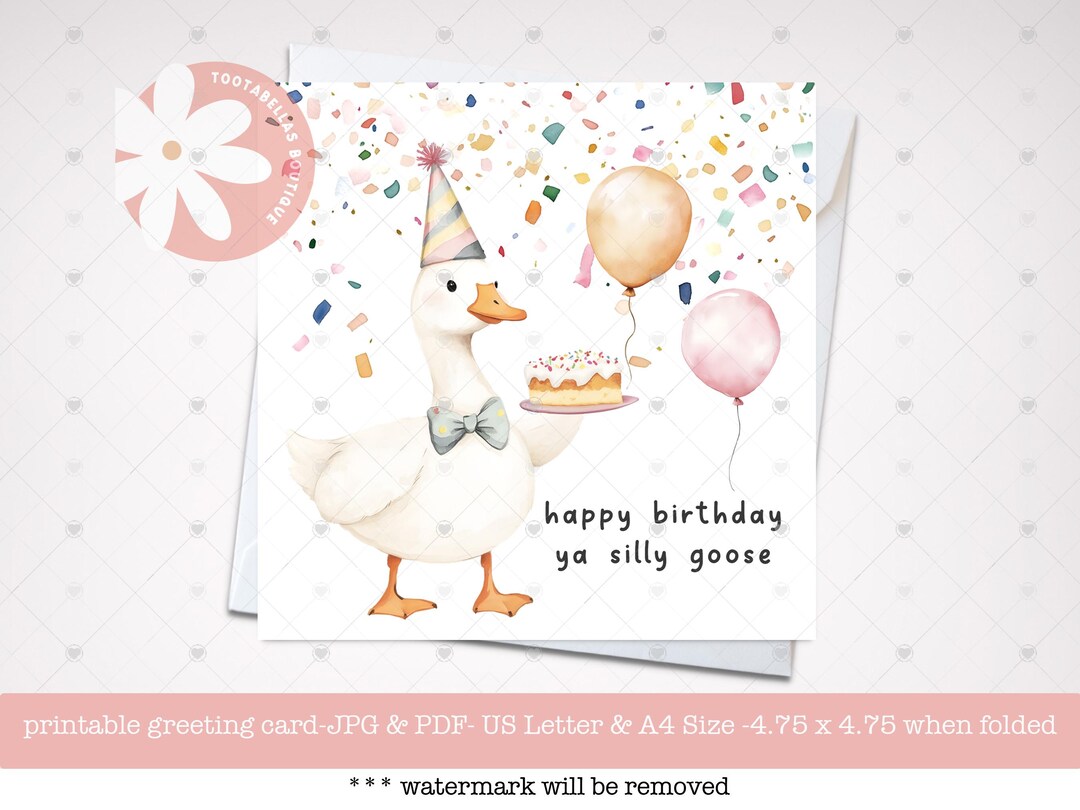 Silly Goose Birthday Card: Printable Novelty Greeting (PDF & JPG) - Etsy