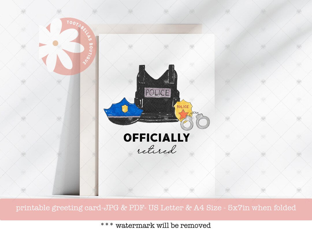 Printable Retirement Card - Police Officer Retirement Card ...