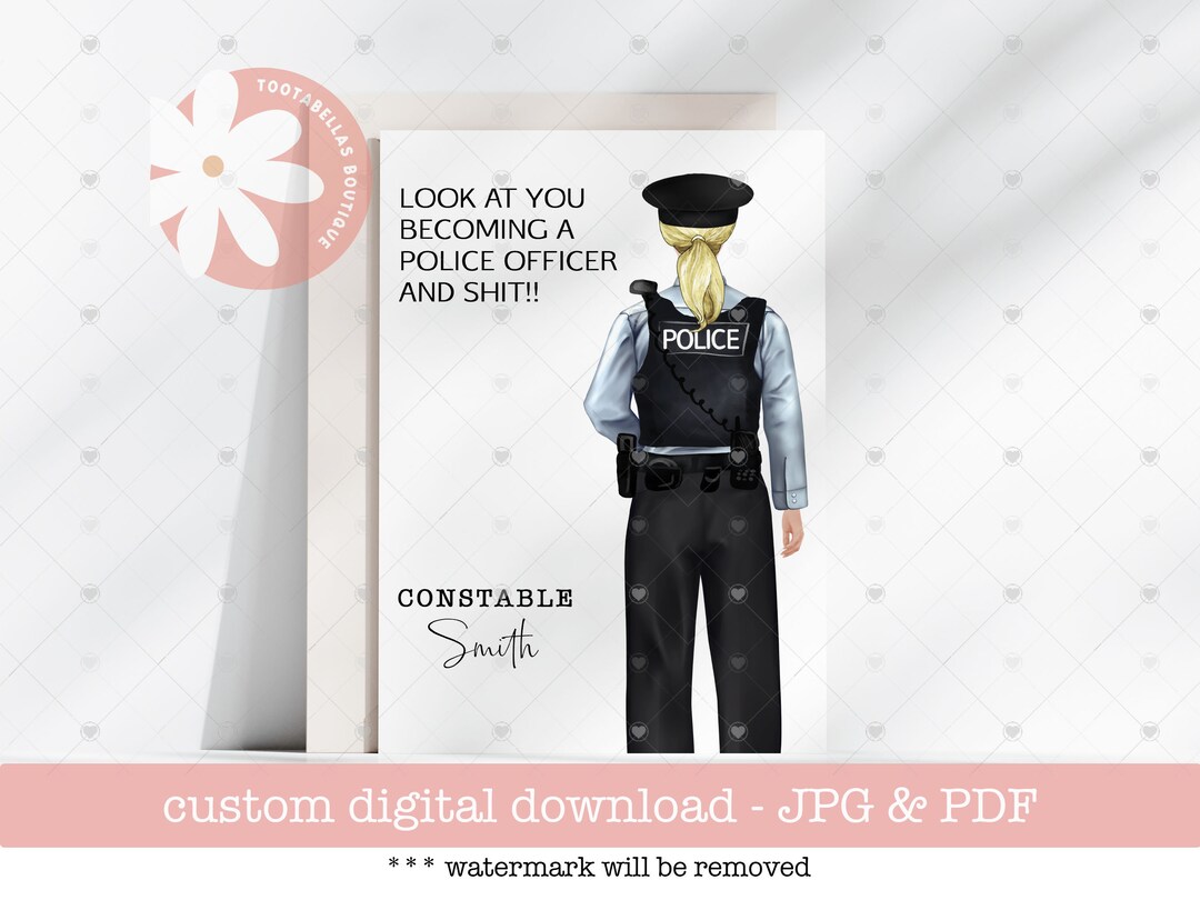 Printable Personalised Police Academy Graduation Card, Law Enforcement ...