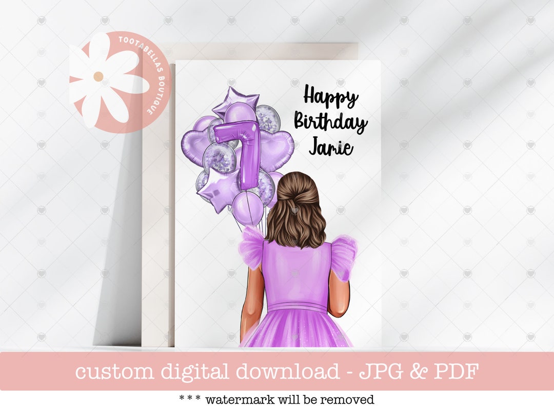 Customizable Girl Birthday Card: Tween Teen Gift (digital Download) - Etsy