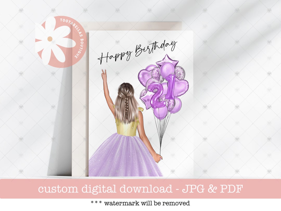 Printable Card, Personalised 21st Birthday Card, 21st Birthday Card for ...