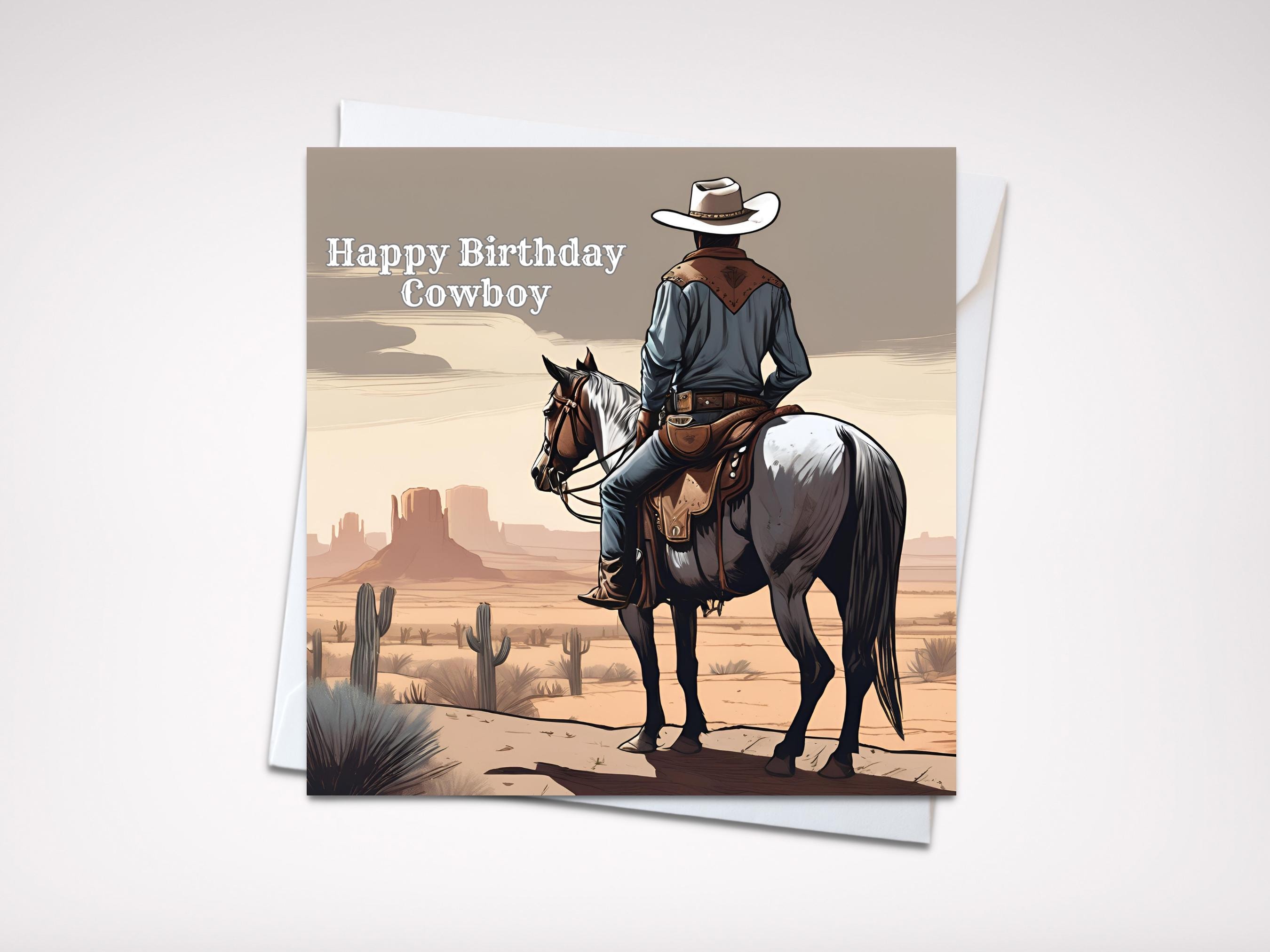 Cowboy Birthday Card: Western Horse Theme (PDF & JPG) - Etsy