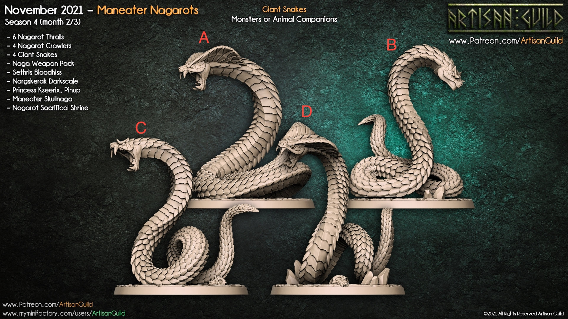 Giant Snake D&D RPG Tabletop Dungeons and Dragons 32mm - Etsy UK