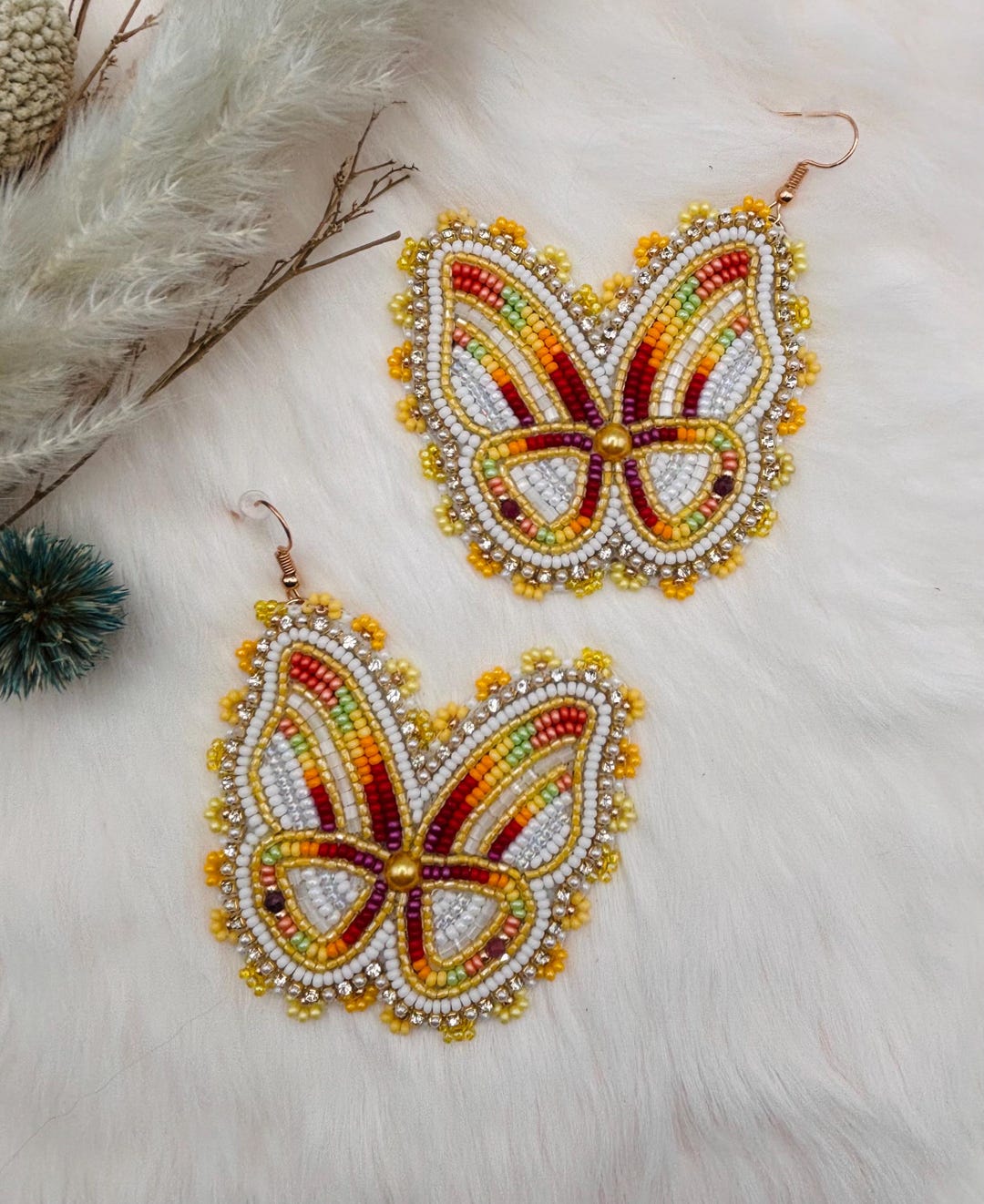 Métis/indigenous Made Beaded Earrings/authentic/handmade/floral/sparkly ...