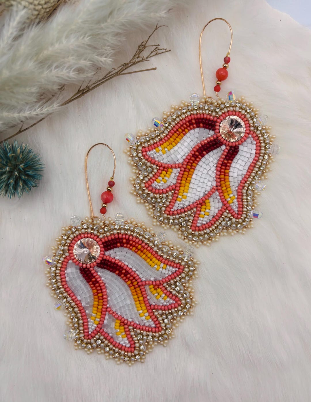 Métis/indigenous Made Beaded Earrings/authentic/handmade/floral/sparkly ...