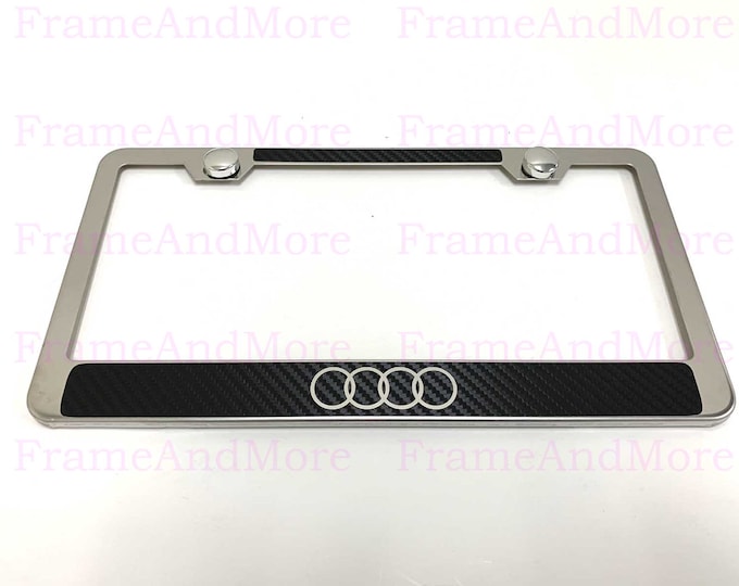 Audi 3D Black Stainless Steel License Plate With Black Caps Included ...