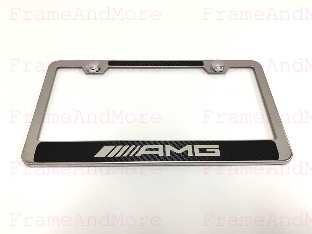 1 Pc ///AMG Carbon Fiber Box Style Stainless Steel Chromed License ...